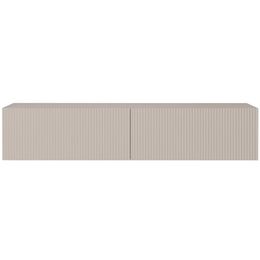 Selsey Tv-H&auml;ngeboard, Greige, Holzwerkstoff, 2 F&auml;cher, Rechteckig, 140x28.5x31.6 cm, Wohnzimmer, Wohnw&auml;nde, Lowboards, Lowboards stehend