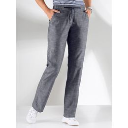 Bootcuthose Casual Looks, Damen, Gr. 40, Normalgr&ouml;&szlig;en, blau (marine), 100% Baumwolle, meliert, unifarben, lang, Hosen