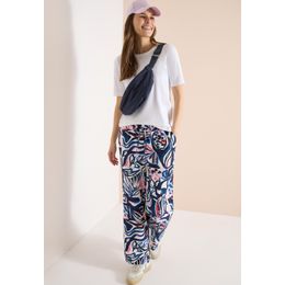 Stoffhose Cecil, Damen, Gr. M, L&auml;nge 28, universal blau, Stoff, 85% Viskose, 15% Nylon, gemustert, weit normal, Hosen Stoffhose, mit Print-Details