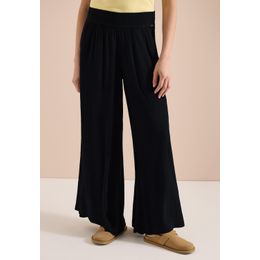 Stoffhose Cecil, Damen, Gr. L, L&auml;nge 30, schwarz, Stoff, 100% Viskose, unifarben, loose fit lang, Hosen Stoffhose, High Waist