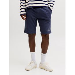 Jack & Jones Jogger Pants JACK & JONES "JPSTGORDON BRANDON SWEAT SHORTS", Herren, Gr. M, N-Gr, navy blazer, Web, Obermaterial: 65% Polyester, 35% Baumwolle, unifarben, regular fit, Hosen