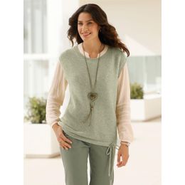 Pullunder Inspirationen "Pullunder", Damen, Gr. 38, gr&uuml;n (khaki, meliert), 45% Viskose, 35% Polyamid, 20% Polyester, unifarben, Pullover Pullunder