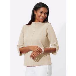 Sweatshirt Inspirationen, Damen, Gr. 38, beige (sand), 50% Modal, 44% Polyester, 6% Elasthan, unifarben, Sweatshirts Sweatshirt