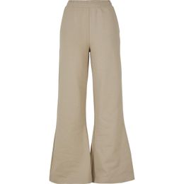 Jogginghose Urban Classics "Urban Classics Damen Ladies Organic Ultra Wide Sweat Pants", Damen, Gr. L, US-Gr&ouml;&szlig;en, wetsand, 100% Baumwolle, unifarben, oversize, Hosen Jogginghose