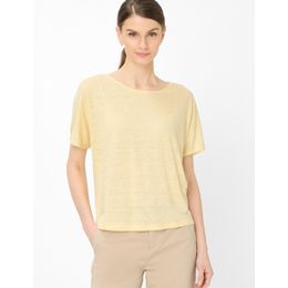 Kurzarmshirt Brax "Style CAELEN S", Damen, Gr. 36, gelb, 100% Leinen, Rundhals, Shirts