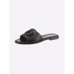 Pantolette Heine, Damen, Gr. 36, schwarz, Glattleder, Leder, Rindsleder, Schuhe Pantolette