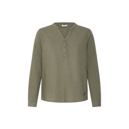 Langarmbluse oxmo "Langarmbluse OXAnja", Damen, Gr. 34, braun (kalamata), Obermaterial: 55% Leinen LI. 45% Viskose CV., Blusen