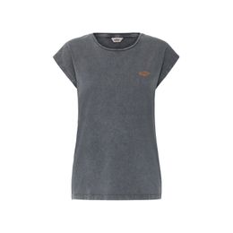 Rundhalsshirt oxmo "Rundhalsshirt OXSille", Damen, Gr. L, grau (asphalt), Obermaterial: 100% Baumwolle CO., Shirts Rundhalsshirt