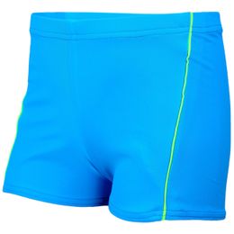 Badehose AQUARTI "Badehose Jungen Badehose Gestreift mit Motiven", Kinder, Gr. 122, N-Gr, blau (022 t&uuml;rkis, gr&uuml;n), Obermaterial: 80% Polyester PES. 20% Elasthan EL., Badehosen Badehose