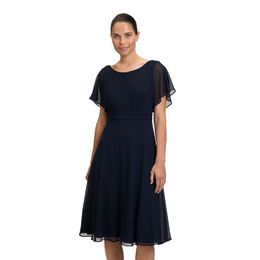 Cocktailkleid Vera Mont "Damen kurzarm", Damen, Gr. 36, Normalgr&ouml;&szlig;en, blau (night sky), Chiffon, Obermaterial: 100% Polyester. Futter: 100% Polyester, ausgestellt kurz, Rundhals, Kleider, Raffung