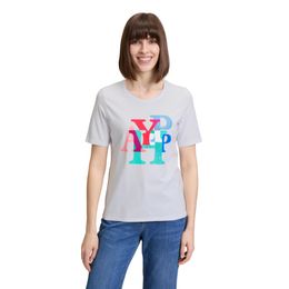 Kurzarmshirt Betty Barclay "Damen mit Aufdruck", Damen, Gr. 36, wei&szlig; (patch wei&szlig;, varicolorot), Jersey, Obermaterial: 95% Baumwolle, 5% Elasthan, tailliert normal, Rundhals, Shirts, Glitzersteine
