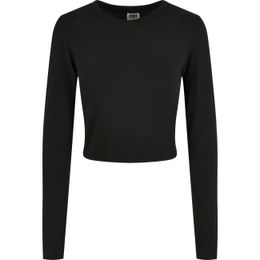 Langarmshirt Urban Classics "Urban Classics Damen Ladies Organic Cropped Longsleeve", M&auml;dchen, Gr. 4XL, schwarz, 95% Baumwolle, 5% Elasthan, unifarben, slim fit, Rundhals, Shirts Langarmshirt