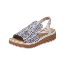 Keilsandalette Rieker "Rieker Sandalen Textil", Damen, Gr. 38, blau, beige, Textil, Schuhe