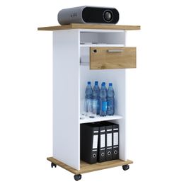 Wohnzimmertisch Vcm "Tisch M&ouml;bel Wagen Beamer Projektor Rollen Neta", braun (wei&szlig;, honig, eiche), B:60cm T:50cm, Rollwagen, TVRack