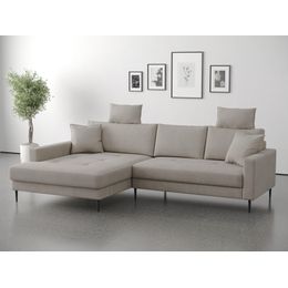 Ecksofa TRENDS BY HG "Summer", beige (b884 memphis 5 truffle), B:280cm H:106cm T:174cm, 90% Polyester;10% Nylon, Sofas, Ecksofa, hochwertiger Stoff mit edlem Metallfu&szlig;