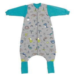 Babyschlafsack SCHLUMMERSACK "Schlafsack mit F&uuml;&szlig;en 2.5 Tog", Baby, Gr. L: 90cm, grau (dinosaurier), Obermaterial: 100% Baumwolle CO., Schlafs&auml;cke