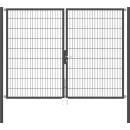 Zaundoppelt&uuml;r Alberts "Flexo", schwarz (anthrazit), B:250cm H:180cm, Stahl, Tore, in verschiedenen Abmessungen