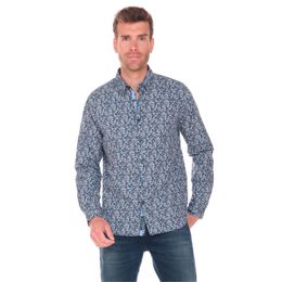 Langarmhemd Le Temps Des Cerises "FUSAR", Herren, Gr. XXL, EURO-Gr&ouml;&szlig;en, blau, 100% Baumwolle, gebl&uuml;mt, Hemden, mit stylischem Allover-Muster