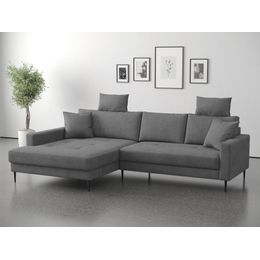 Ecksofa TRENDS BY HG "Summer", grau (b880 memphis 18 ash), B:280cm H:106cm T:174cm, 90% Polyester;10% Nylon, Sofas, Ecksofa, hochwertiger Stoff mit edlem Metallfu&szlig;