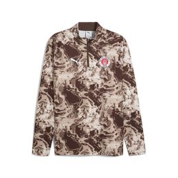 T-Shirt Puma "FC St. Pauli Aufw&auml;rmtop Herren", Herren, Gr. XS, wei&szlig; (espresso braun wei&szlig;), Obermaterial: 100% Polyester, slim fit, Rundhals, Shirts T-Shirt