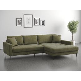 Ecksofa TRENDS BY HG "Summer", gr&uuml;n (b882 memphis 11 olive), B:280cm H:86cm T:174cm, 90% Polyester;10% Nylon, Sofas, Ecksofa, hochwertiger Stoff mit edlem Metallfu&szlig;