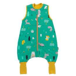 Babyschlafsack SCHLUMMERSACK "Schlafsack mit F&uuml;&szlig;en 1.0 Tog" Gr. 60, gr&uuml;n (waldtiere), Schlafs&auml;cke, Baby, L: 60cm, Obermaterial: 100% Baumwolle CO(Bio)., L:60cm