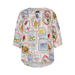 Shirtbluse Via Appia Due "Bluse", Damen, Gr. 54, ecru multicolor, Obermaterial: 100% Viskose CV., relaxed fit, V-Ausschnitt, Blusen, Gro&szlig;e Gr&ouml;&szlig;en