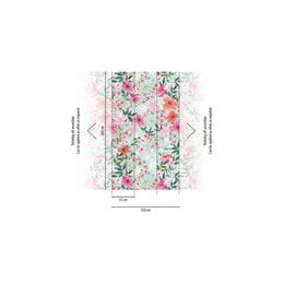 Livingwalls Fototapete LIVING WALLS "Fototapete Blumenranke", bunt (bunt t&uuml;rkis gr&uuml;n), B:1,59m H:0,01m L:2,8m, Vinyl, Vlies, Tapeten, Blumentapete Floral Tapeten Wohnzimmer Schlafzimmer K&uuml;che T&uuml;rkis Optik