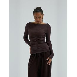 Kurzarmhemd SEAMLESS BASIC "Seamless Basic T-shirt Cotton", Damen, Gr. L/XL, braun (java), Obermaterial: 100% Baumwolle, Hemden