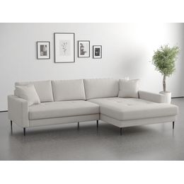 Ecksofa TRENDS BY HG "Summer", beige (b886 memphis 2 cream), B:280cm H:86cm T:174cm, 90% Polyester;10% Nylon, Sofas, Ecksofa, hochwertiger Stoff mit edlem Metallfu&szlig;