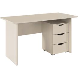Schreibtisch OTTO HOME "Computertisch Schreibtisch mit Schubladen Kinderschreibtisch MARLENE", beige (beige (champagner)), B:140cm H:75cm T:66cm, Tische, Schreibtisch, mit 3 ger&auml;umigen Schubladen und SOFT-CLOSE-FUNKTION MADE IN GERMANY