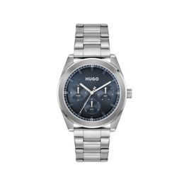 Multifunktionsuhr Hugo "BRIGHT SPORT", silberfarben, Armbanduhren, Herren, Quarzuhr, Armbanduhr, Herrenuhr, Edelstahlarmband, analog