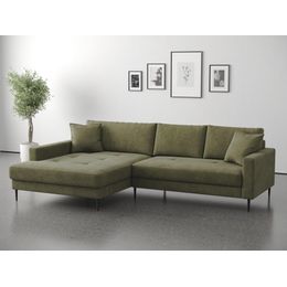 Ecksofa TRENDS BY HG "Summer", gr&uuml;n (b882 memphis 11 olive), B:280cm H:86cm T:174cm, 90% Polyester;10% Nylon, Sofas, Ecksofa, hochwertiger Stoff mit edlem Metallfu&szlig;