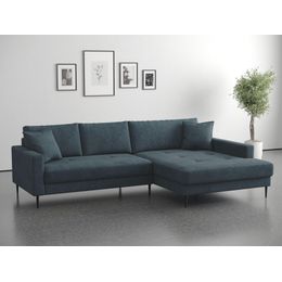 Ecksofa TRENDS BY HG "Summer", blau (b881 memphis 14 teal), B:280cm H:86cm T:174cm, 90% Polyester;10% Nylon, Sofas, Ecksofa, hochwertiger Stoff mit edlem Metallfu&szlig;