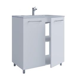 Waschtisch Vcm "2-tlg. Stand Waschplatz Waschtisch Badinos Dreht&uuml;r", wei&szlig;, B:80cm T:46cm, Waschtische, Waschtisch