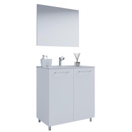 Waschtisch Vcm "3.-tlg. Waschplatz Waschtisch Badinos Dreht&uuml;r SP", wei&szlig;, B:80cm T:46cm, Waschtische, Waschtisch
