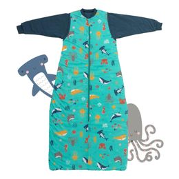 Babyschlafsack SCHLUMMERSACK "Schlafsack ohne F&uuml;&szlig;en 1.0 Tog", Baby, Gr. L: 130cm, blau (meerestiere), Obermaterial: 100% Baumwolle CO., Schlafs&auml;cke