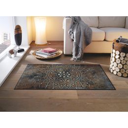 Teppich "Madhana", bunt, B:115cm H:7mm L:115cm, Polyamid, wash+dry by Kleen-Tex, Teppiche, Teppich, Motiv Mandala, rutschhemmend, In- und Outdoor geeignet, waschbar
