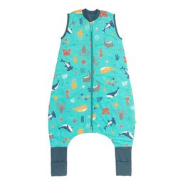 Babyschlafsack SCHLUMMERSACK "Schlafsack mit F&uuml;&szlig;en 1.0 Tog" Gr. 90, blau (meerestiere), Schlafs&auml;cke, Baby, L: 90cm, Obermaterial: 100% Baumwolle CO., L:90cm