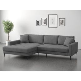 Ecksofa TRENDS BY HG "Summer", grau (b880 memphis 18 ash), B:280cm H:86cm T:174cm, 90% Polyester;10% Nylon, Sofas, Ecksofa, hochwertiger Stoff mit edlem Metallfu&szlig;