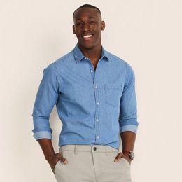 LANDS' END Leichtes Jeans-Hemd, Herren,  Blau, Baumwolle, by Lands' End