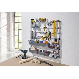 Ablageregal Ruco, silber (aluminiumfarben, silber), B:90cm H:90cm T:10cm, Aluminium, Kunststoff, Regale, Werkstattregal Mehrzweckregal, Aluminium/Kunststoff, ideal f&uuml;r Werkstatt, Garage oder Hobbyraum