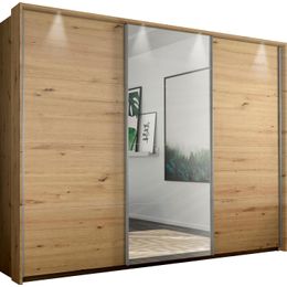 Schwebet&uuml;renschrank Rauch "Kleiderschrank Schrank Garderobe W&auml;scheschrank TOMA mit Passepartout", braun (eiche artisan), B:278cm H:214cm T:64cm, Holzwerkstoff, Schr&auml;nke, Schwebet&uuml;renschrank, inkl. Regaleinsatz sowie zus&auml;tzlichen Einlegeb&ouml;den MADE IN GERMANY