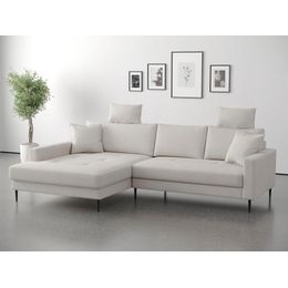 Ecksofa TRENDS BY HG "Summer", beige (b886 memphis 2 cream), B:280cm H:106cm T:174cm, 90% Polyester;10% Nylon, Sofas, Ecksofa, hochwertiger Stoff mit edlem Metallfu&szlig;
