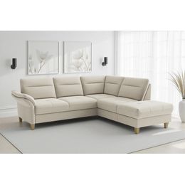 Sit & More Ecksofa SIT & MORE "Pamela", beige (creme), B:218cm H:90cm T:212cm, 95% Polyester 5% Polyamid, Sofas, Ecksofa, Liegefl&auml;che aus Originalstoff