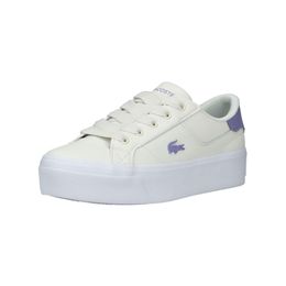 Plateausneaker Lacoste "Lacoste Sneaker Leder", Damen, Gr. 39, wei&szlig; (wei&szlig;, lila), Leder, Schuhe Plateausneaker