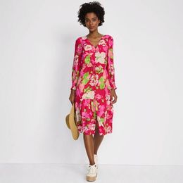 LANDS' END Gemustertes Midikleid, Damen,  Pink, Viskose, by Lands' End