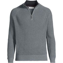 LANDS' END DRIFTER Pullover mit Rei&szlig;verschluss, Herren, size: regular, Grau, Baumwolle, by Lands' End