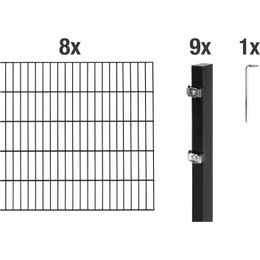 Doppelstabmattenzaun Alberts "Grundset", schwarz, H:120cm, Stahl, Zaunelemente, H&ouml;he: 80-200 cm, Gesamtl&auml;nge: 4-30 m, zum Einbetonieren