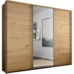 Schwebet&uuml;renschrank Rauch "Kleiderschrank Schrank Garderobe W&auml;scheschrank TOMA mit Passepartout", braun (eiche artisan), B:211cm H:214cm T:64cm, Holzwerkstoff, Schr&auml;nke, Schwebet&uuml;renschrank, inkl. Regaleinsatz sowie zus&auml;tzlichen Einlegeb&ouml;den MADE IN GERMANY